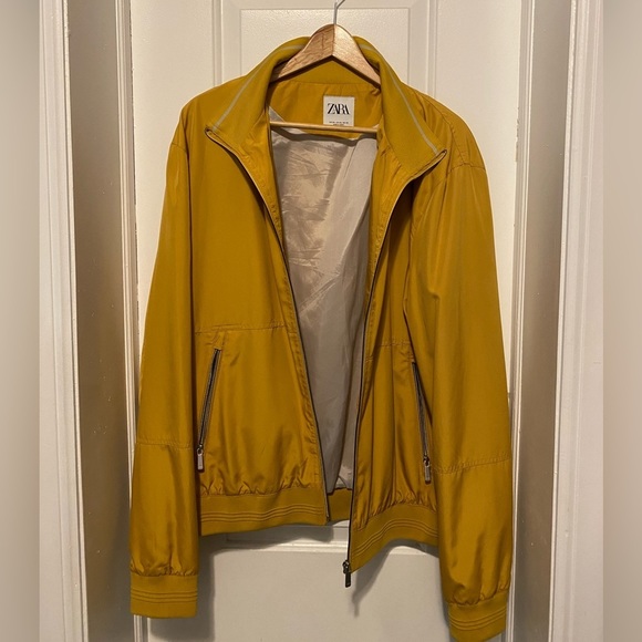 Zara | Jackets & Coats | Zara Mustard Yellow Full Zip Medium Weight ...
